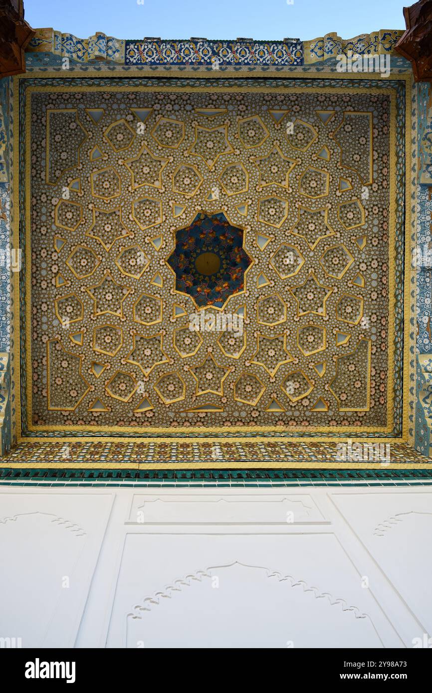 Ceiling inside outer colonnade of mosque in the memorial complex ...
