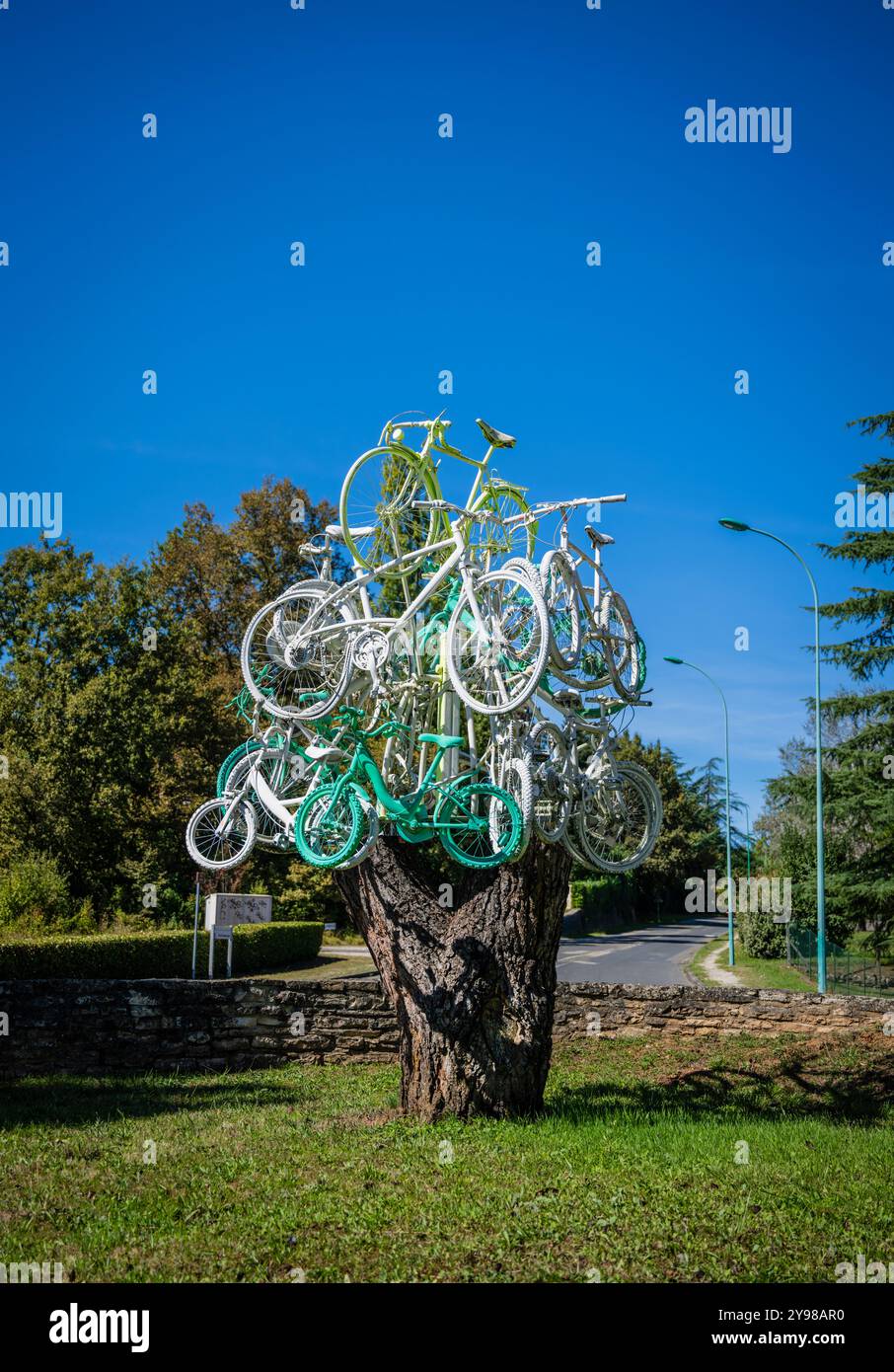 A tree of bikes sculpture that actually revolves in the wind. Seen as a ...
