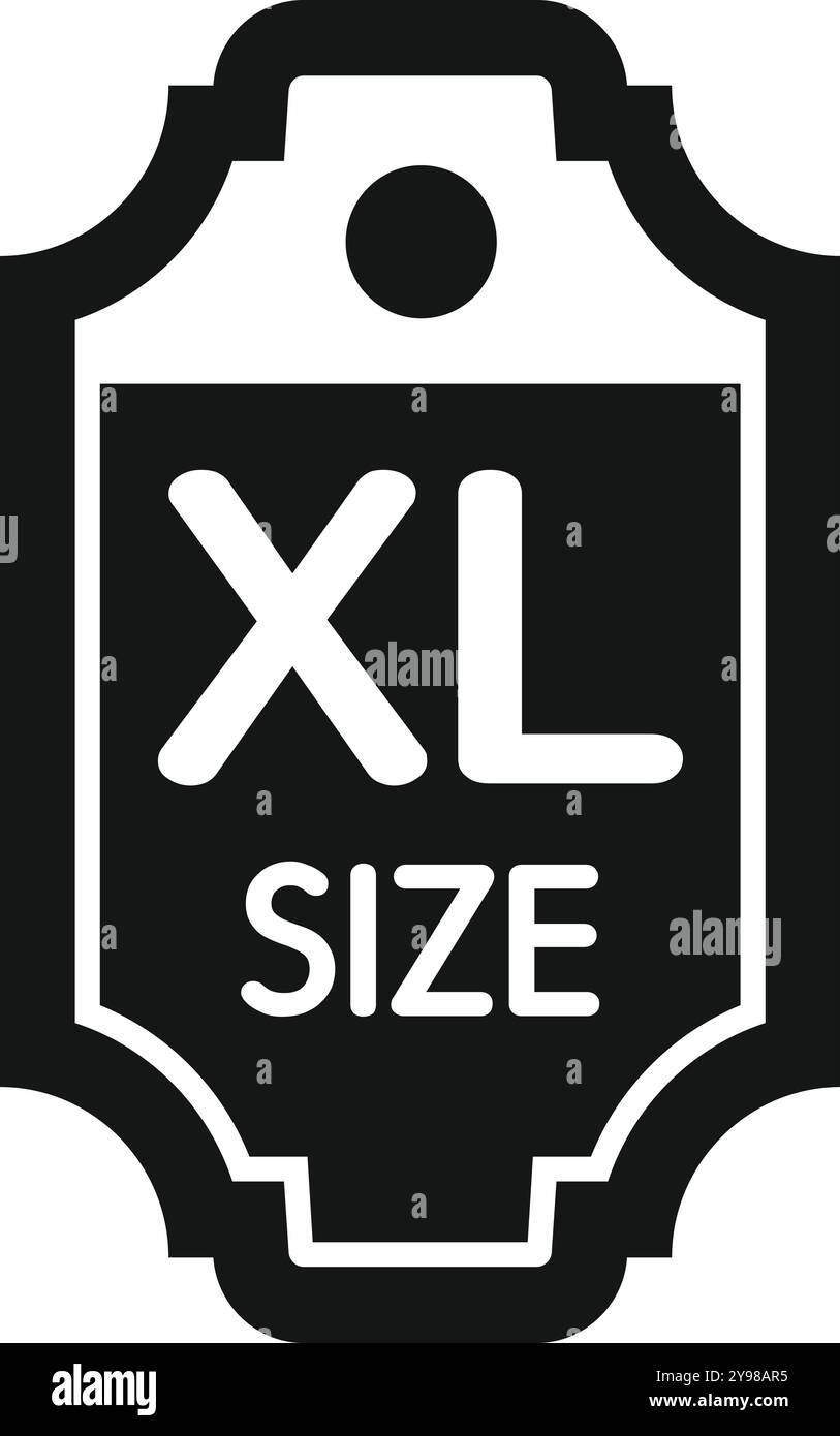 Black and white vector illustration of a tag showing xl size, for ...