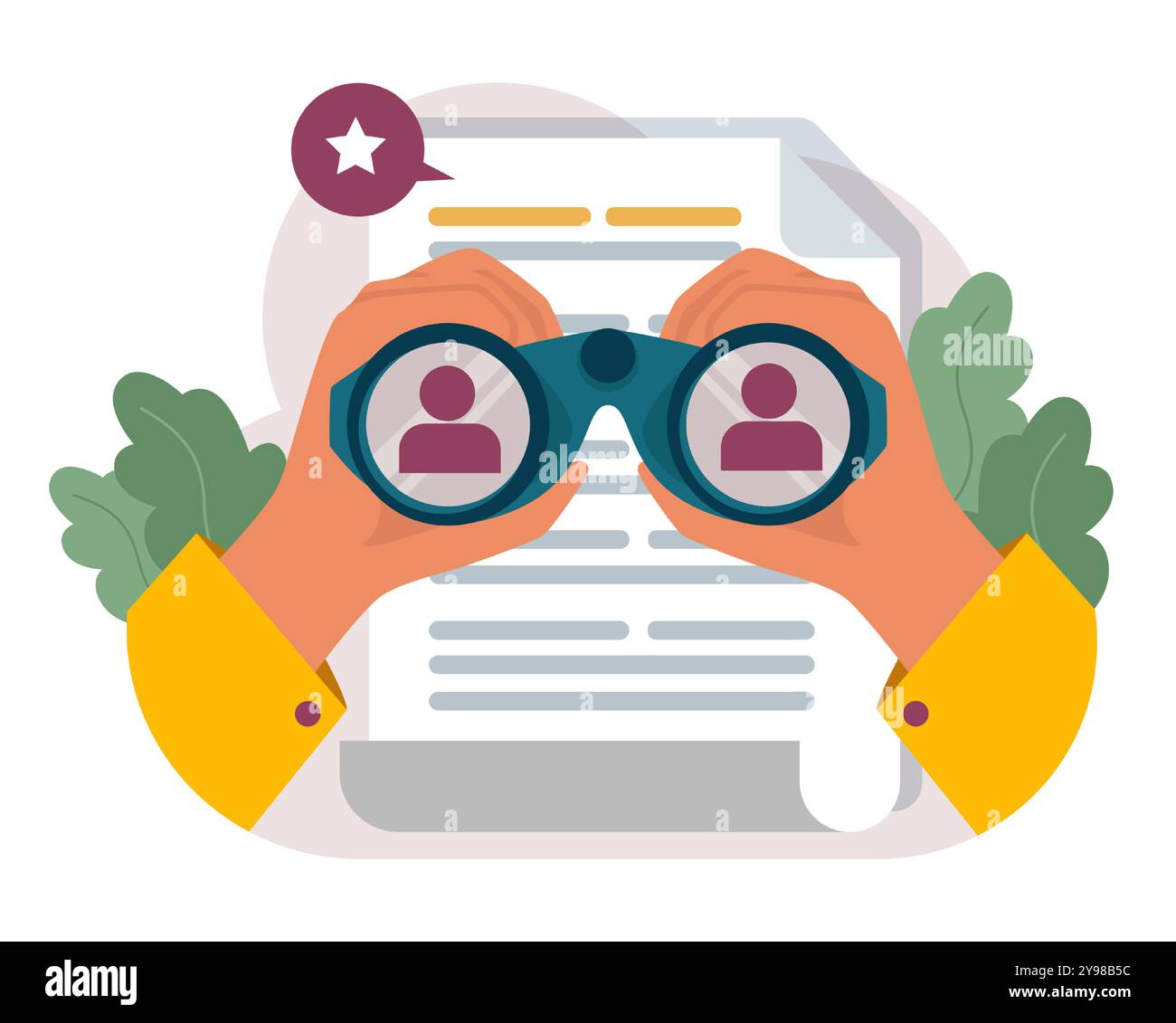 New customers search. Character looking through binoculars. Business ...