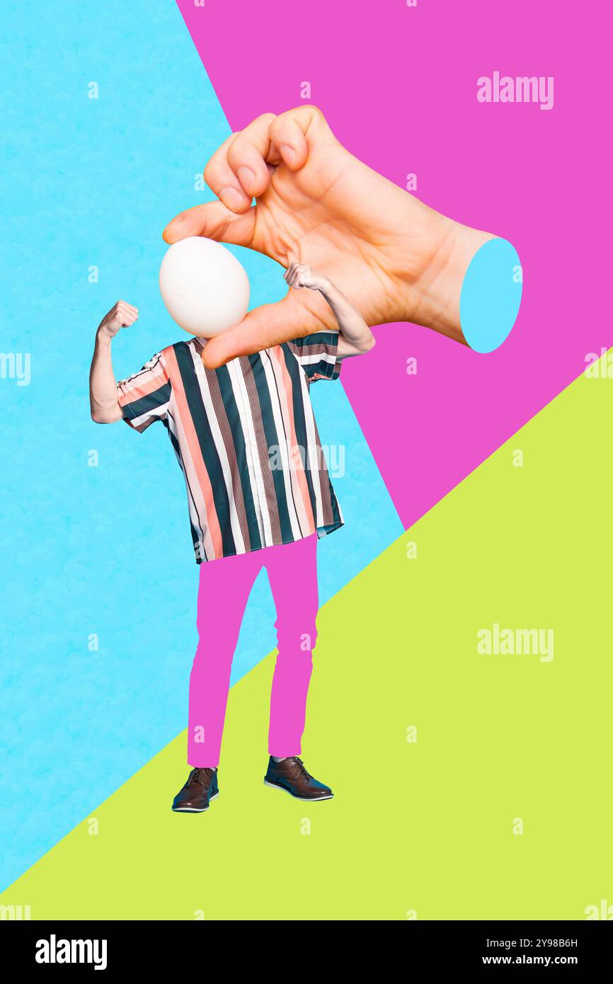 Poster collage picture of funny weird guy no face strong arms biceps ...