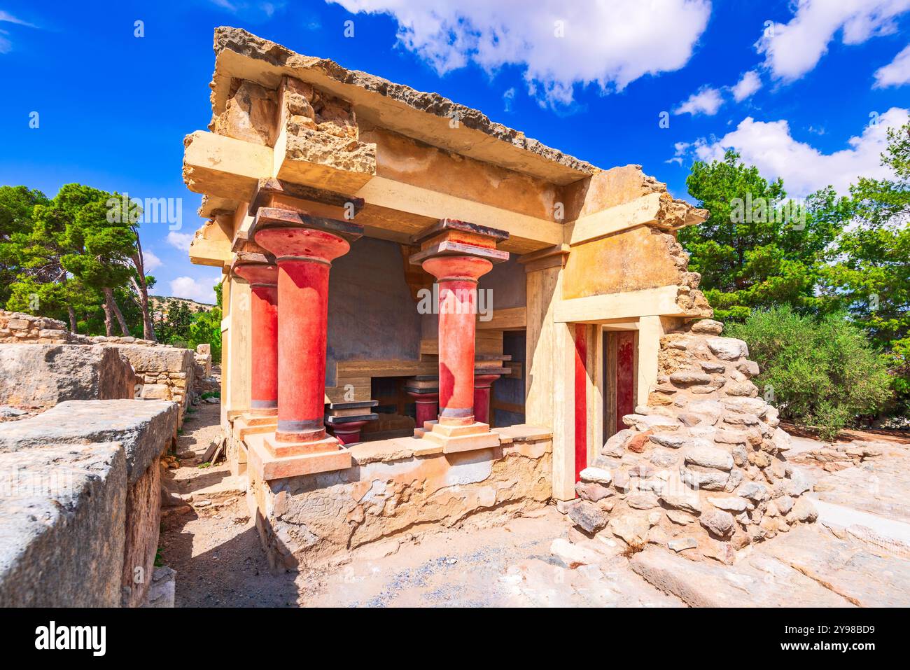 Crete, Greece. The ruins of Lustral Basin in the largest Bronze Age ...