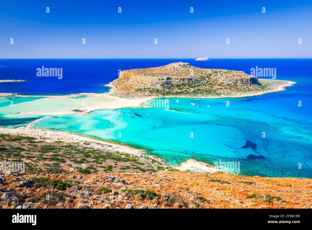 Crete, Greece. Amazing landscape with Balos Lagoon beach and Gramvousa ...