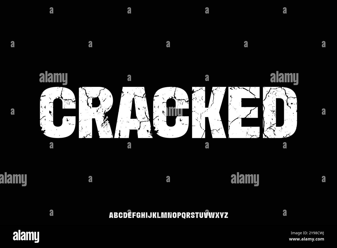Modern bold cracked textured style alphabet display font vector Stock ...