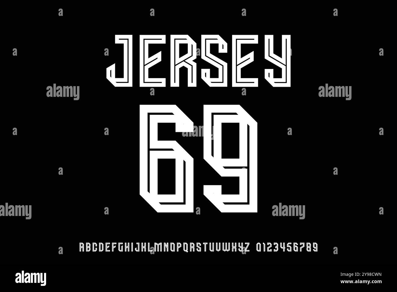 Modern geometric sans serif alphabet display font vector for jersey design Stock Vector Image ...