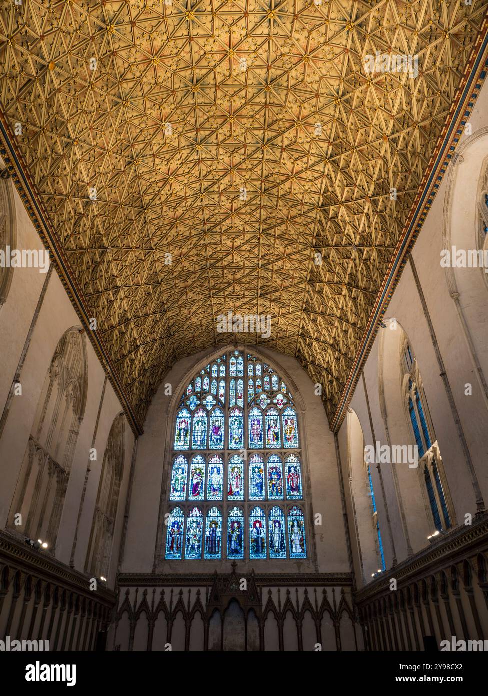 Chapter House, with Stained Glass Windows, and Roof Carving, Canterbury ...