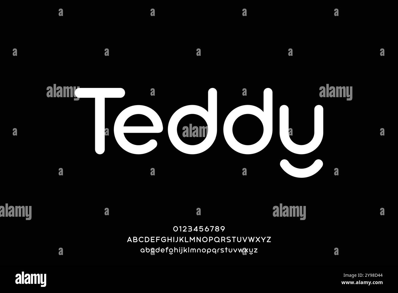 Modern unique rounded alphabet display font vector illustration Stock ...