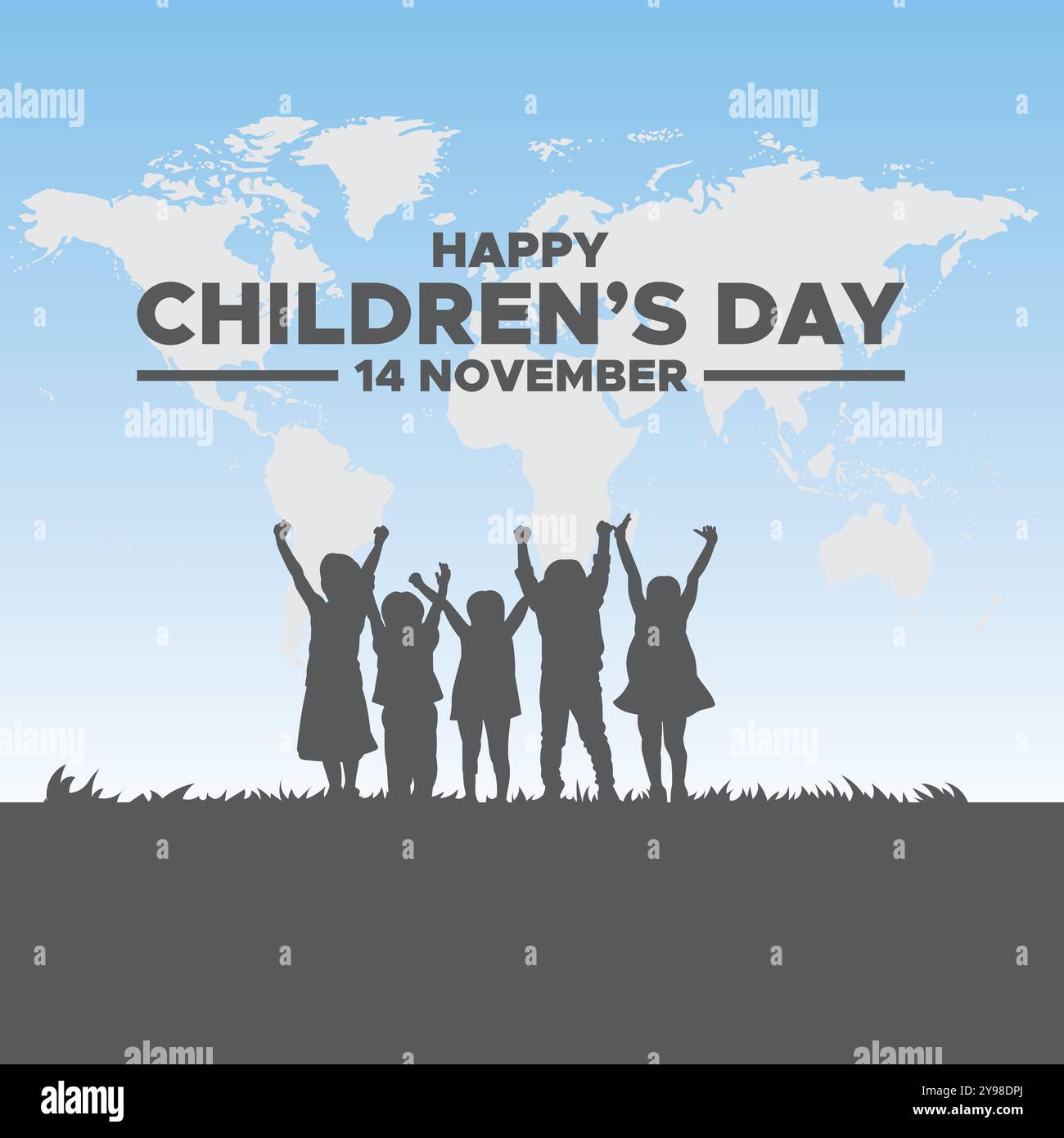 happy Childrens Day, 14 November, greeting card, stock illustration ...