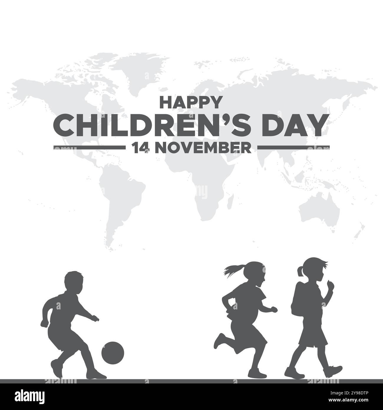 happy Childrens Day, 14 November, greeting card, stock illustration ...