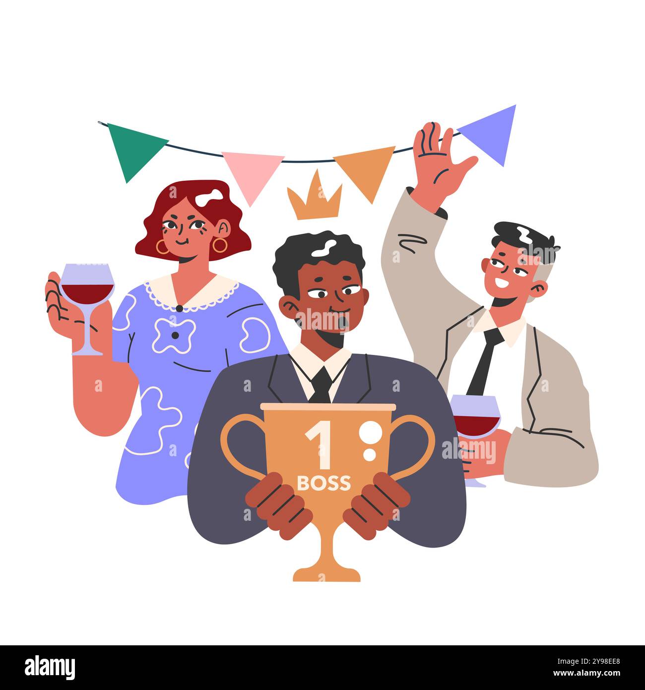 Job promotion celebration. Joyful company celebrating one of the friend ...