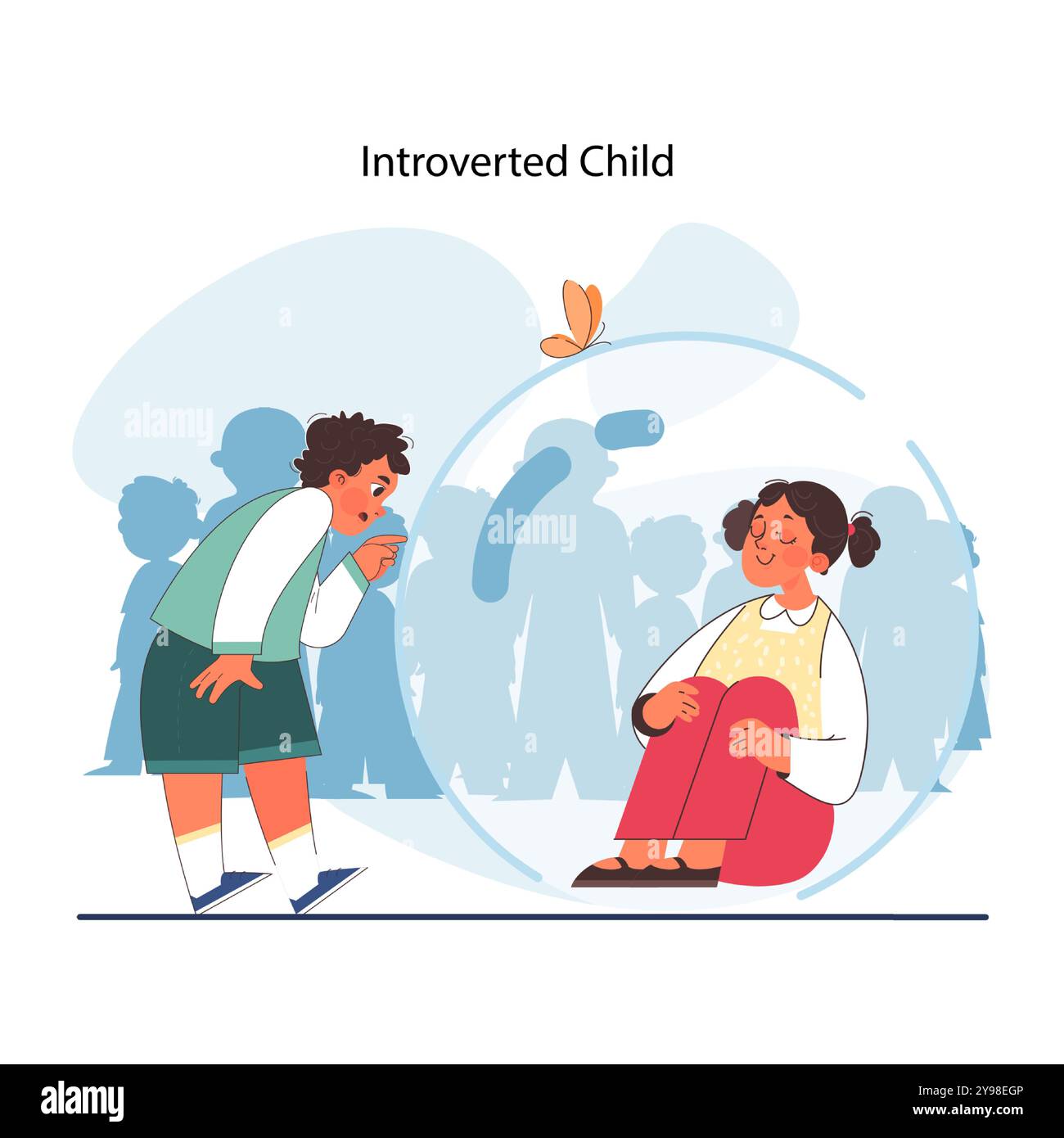 Introverted child. Antisocial kid who prefers to spend time alone and ...