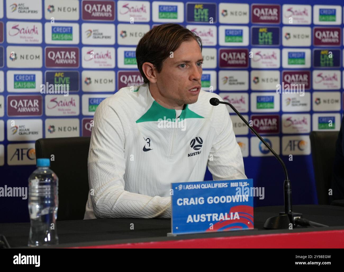 CANBERRA, Oct. 9, 2024 (Xinhua) -- Craig Goodwin of Team Australia ...