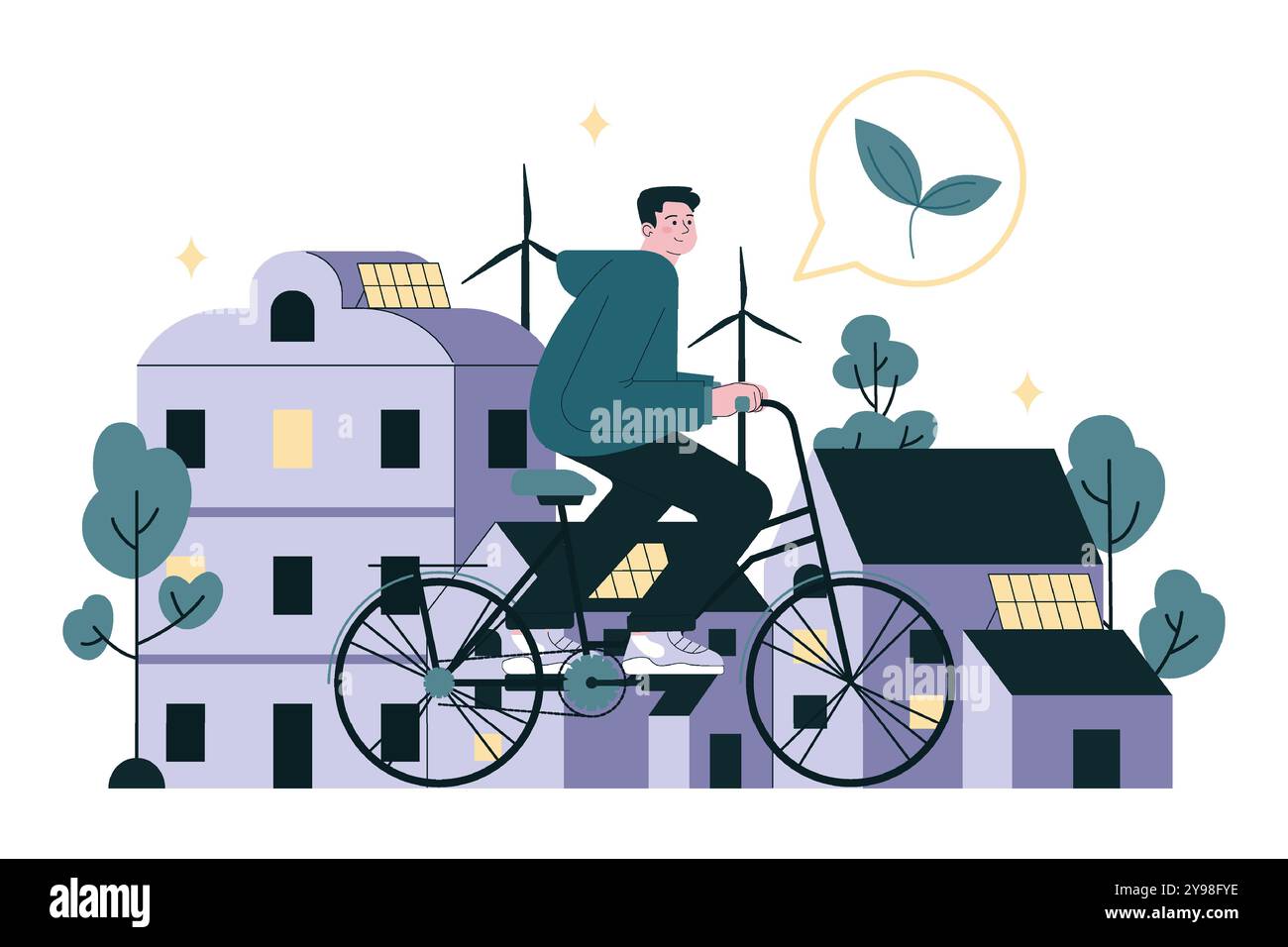 Environment protection and reduction of carbon footprint. Character ...