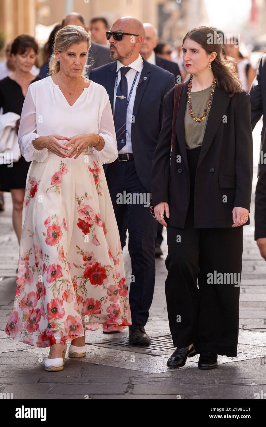 The Duchess of Edinburgh walks with Amy Mallia of the Caruana Galizia ...