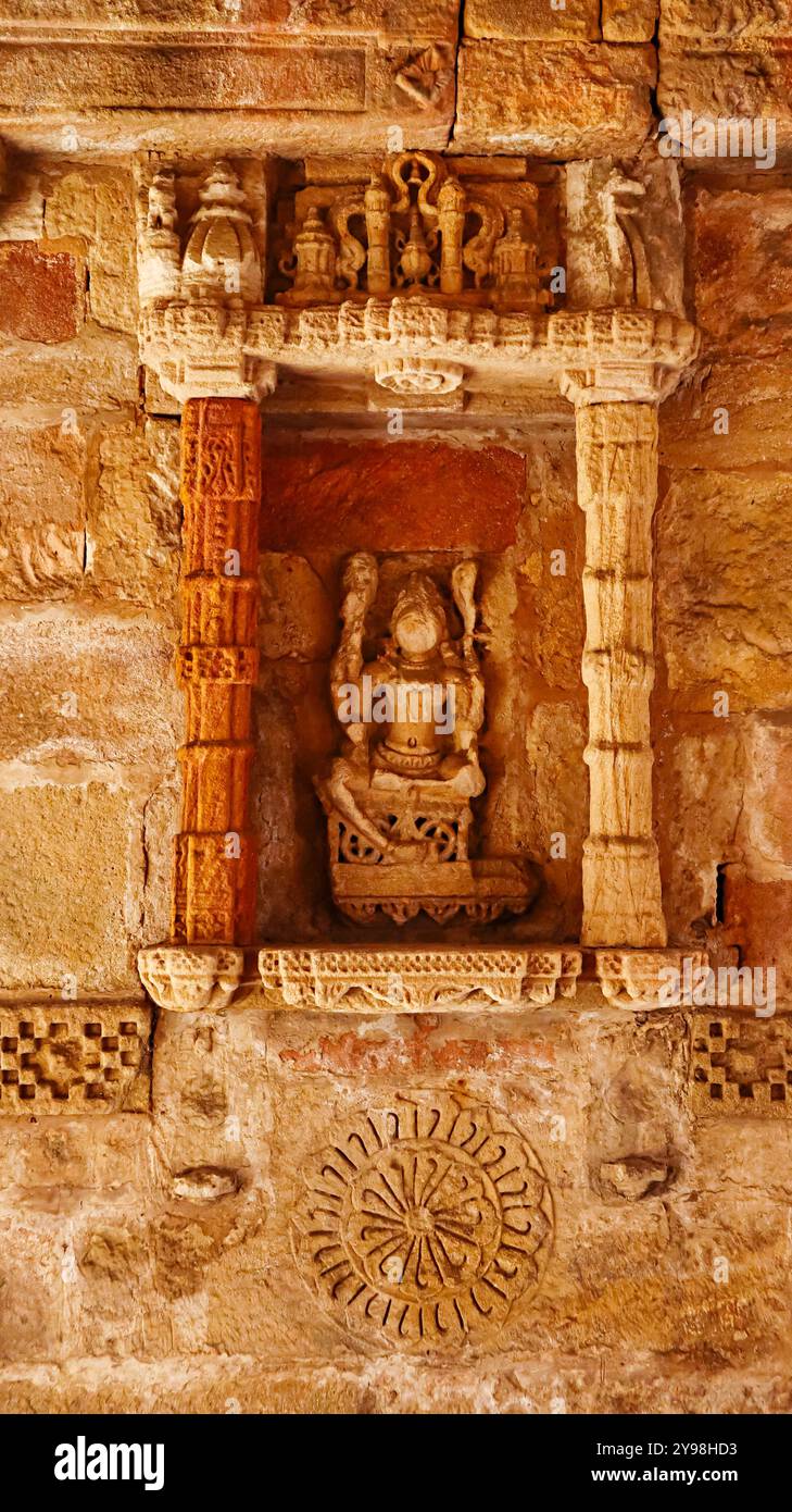Carved, ruined sculpture of Lord Shiva on Jethabhai Ni Vav, Ahmedabad ...