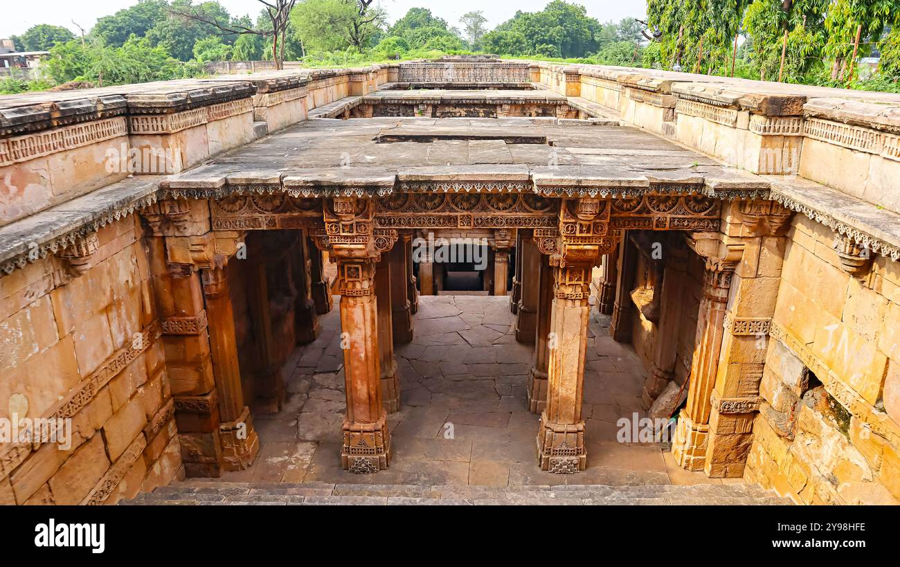 View of Ambapur Ni Vav, a 15th-century monument similar to Adalaj ...