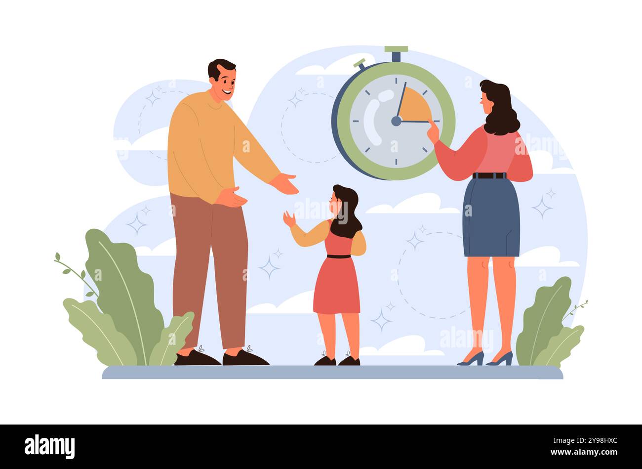 Joint parenting. Divorced spouses raising a child together. Kid ...