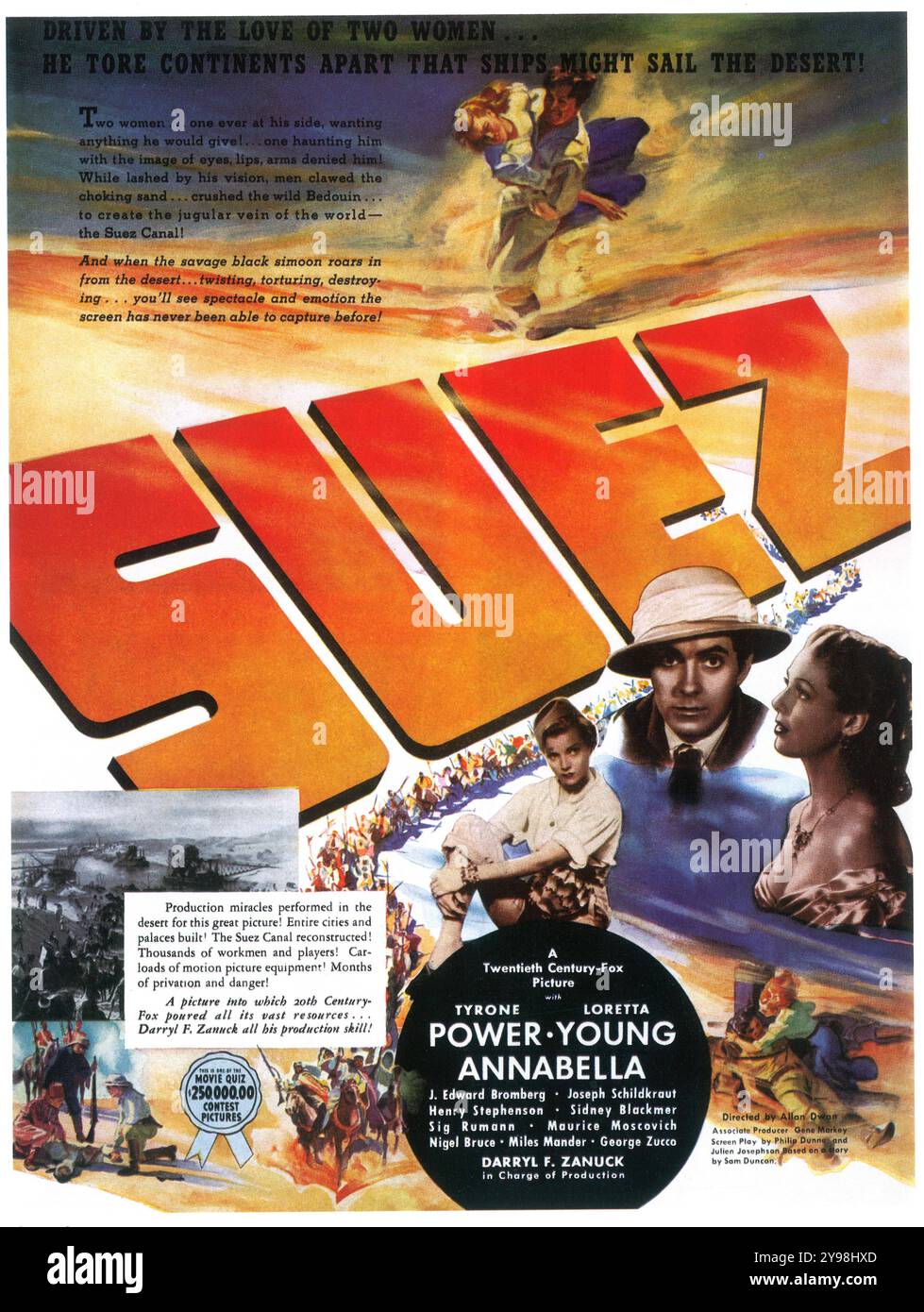 1938 Suez film poster - directed by Allan Dwan and starring Tyrone ...