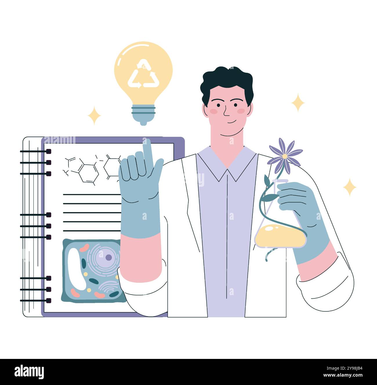 Biodegradable plastic development. Scientist inventing a recyclable and ...