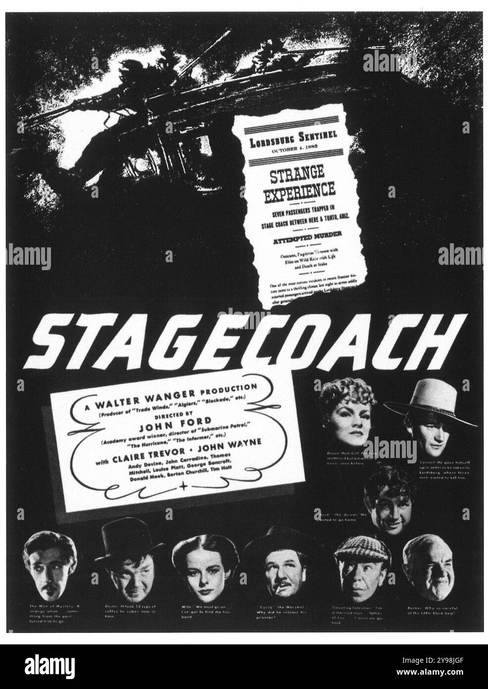 1939 Stagecoach film poster - Western directed by John Ford and ...