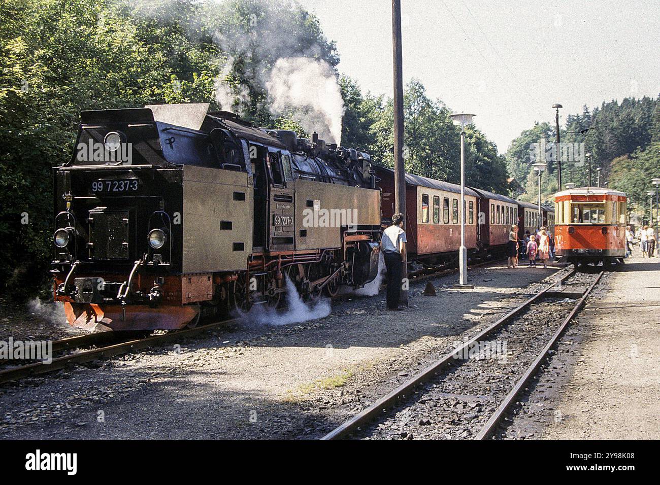 A Harz narrow gauge steam locomotive at Alexisbad, Germany in 1990 ...