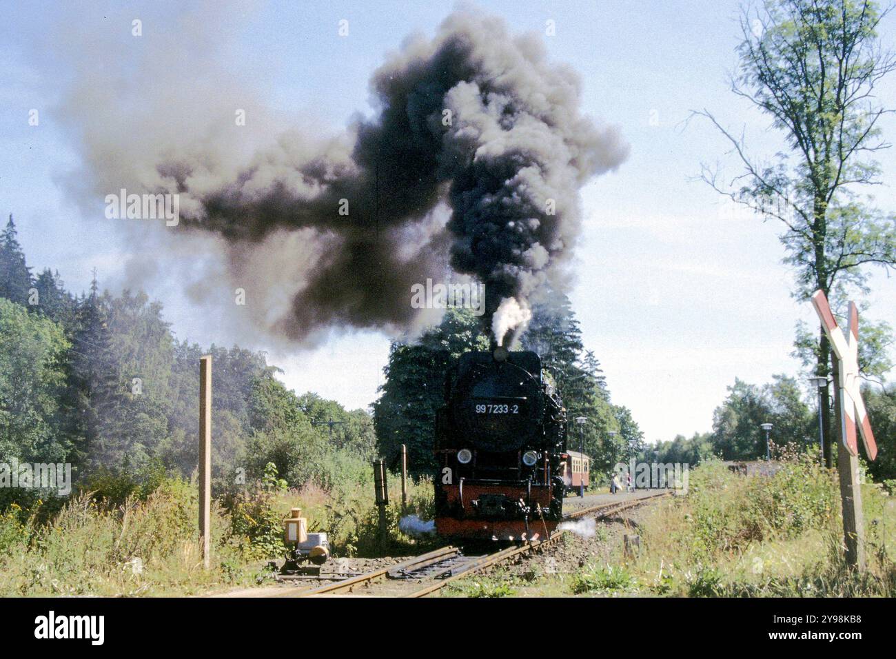 A narrow gauge steam passenger train on the Harz railway in 1990 Stock ...
