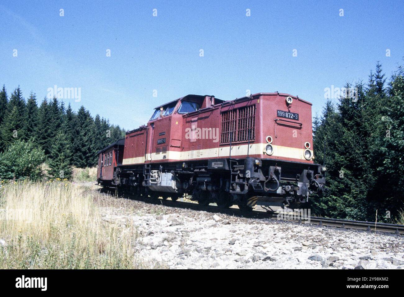 A diesel passenger train on the Harz narrow gauge railway in 1990 Stock ...
