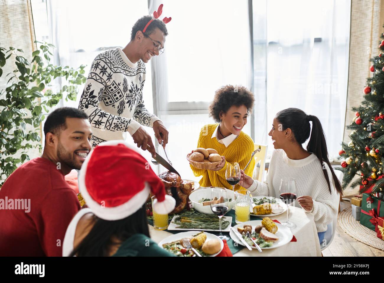 A group of friends gathers to celebrate Christmas, bonding over food ...