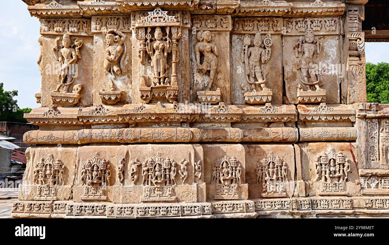 Carved panel of Hindu deities on Malai Mata Temple, Palodar, Mehsana ...