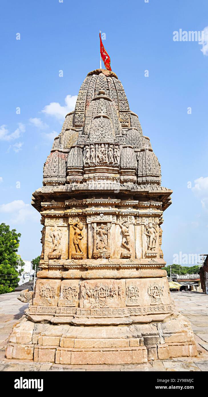 Backside view of the beautifully carved Malai Mata Temple, a 12th ...