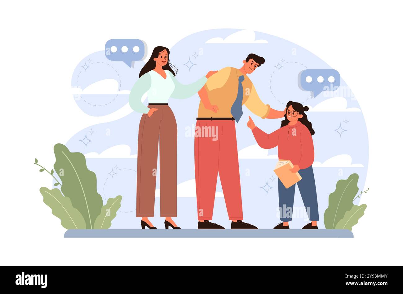 Joint parenting. Divorced spouses raising a child together. Kid ...