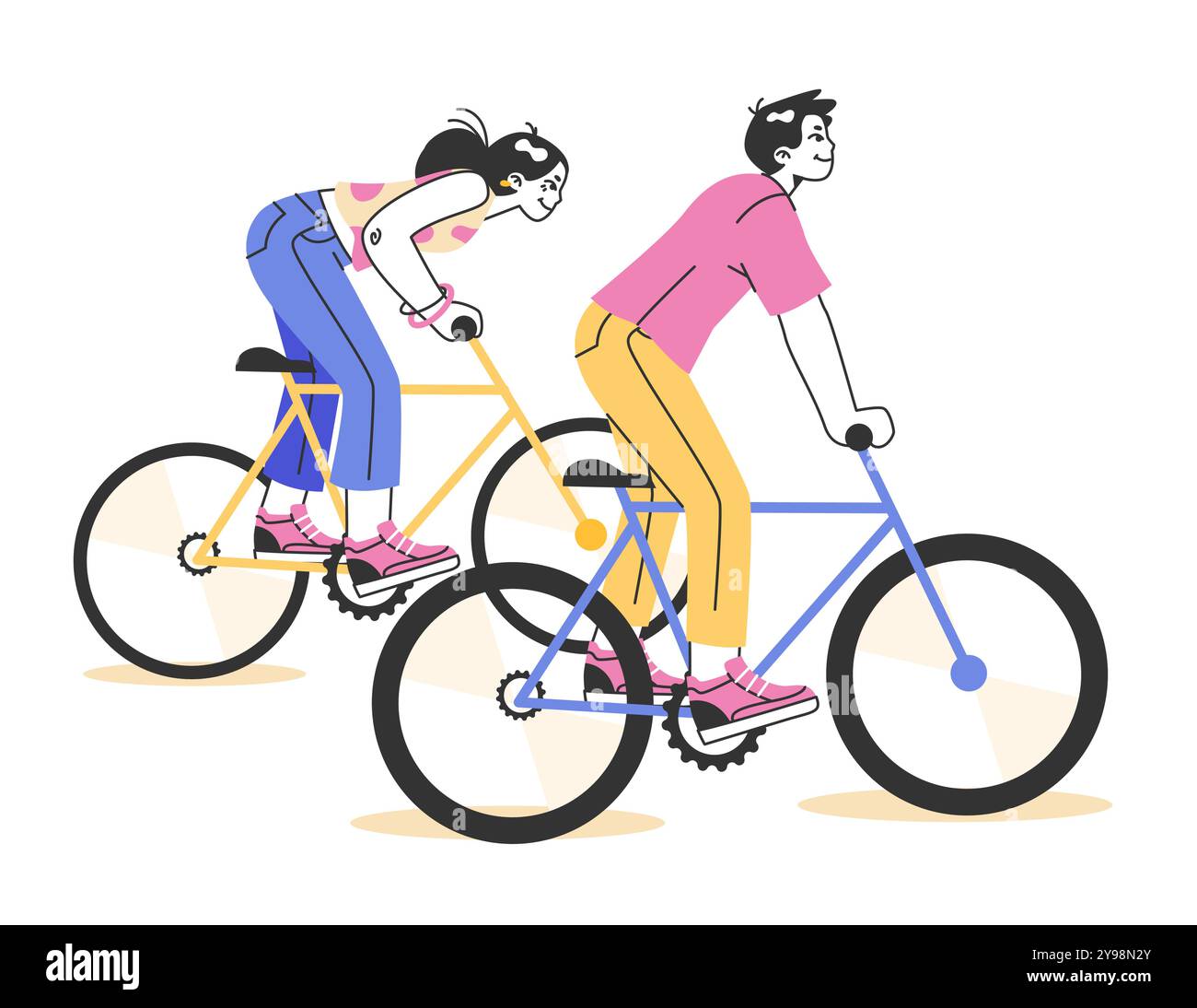 Healthy and active lifestyle. Young teenage characters hang out outside ...