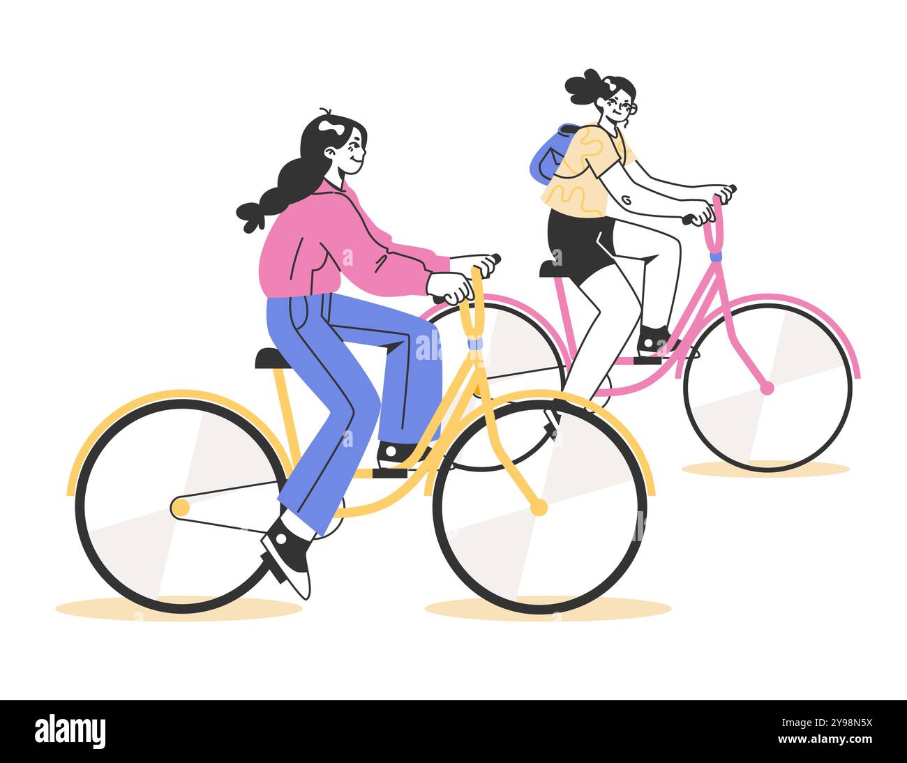 Healthy and active lifestyle. Young teenage characters hang out outside ...