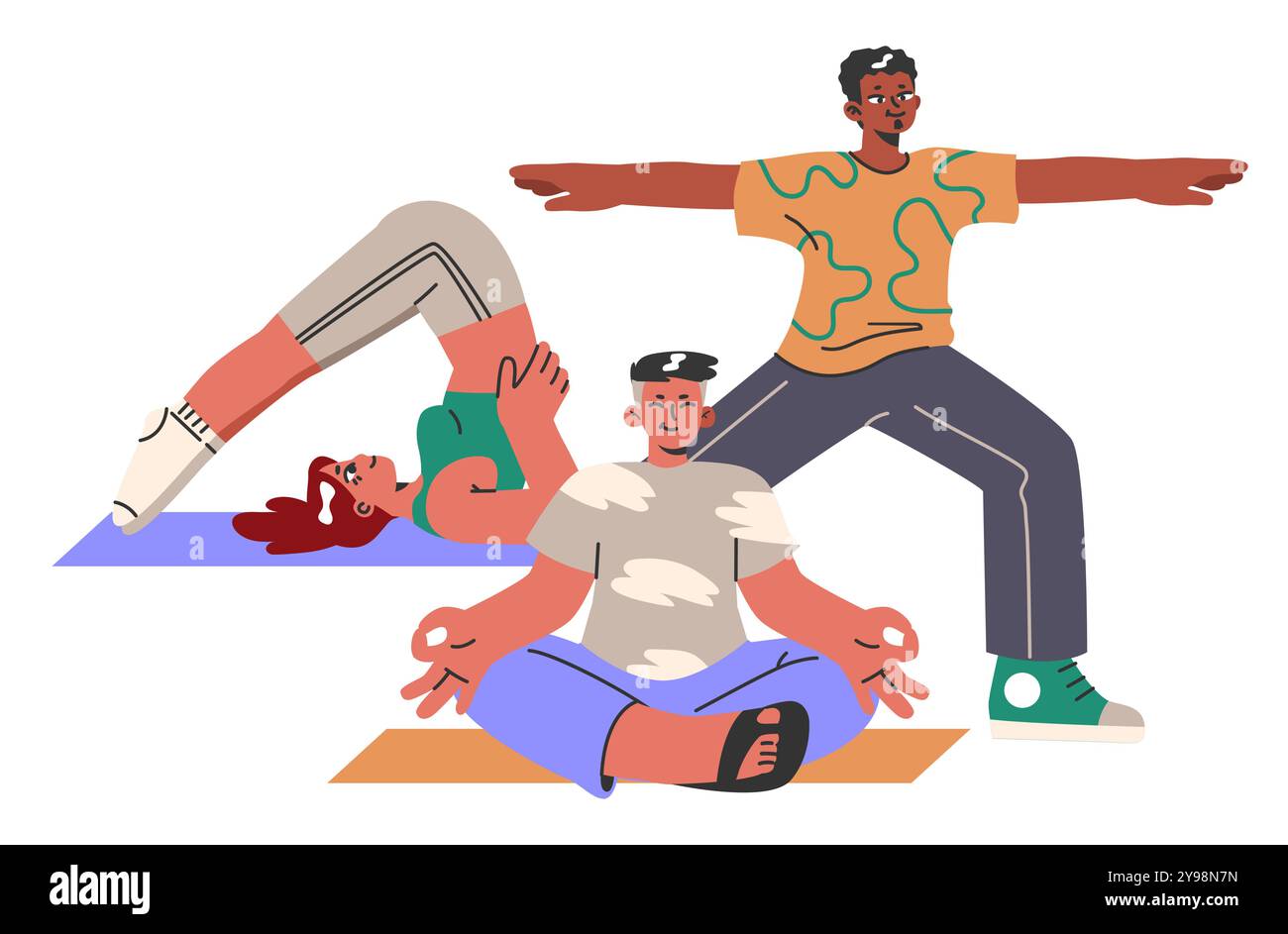 Diverse people doing sport. Physical activity and fitness. Mature or ...