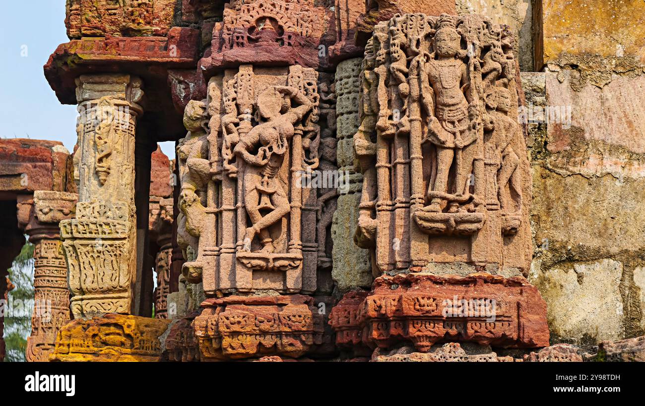Carved sculpture of Madanika and Hindu gods on the sanctum of ...