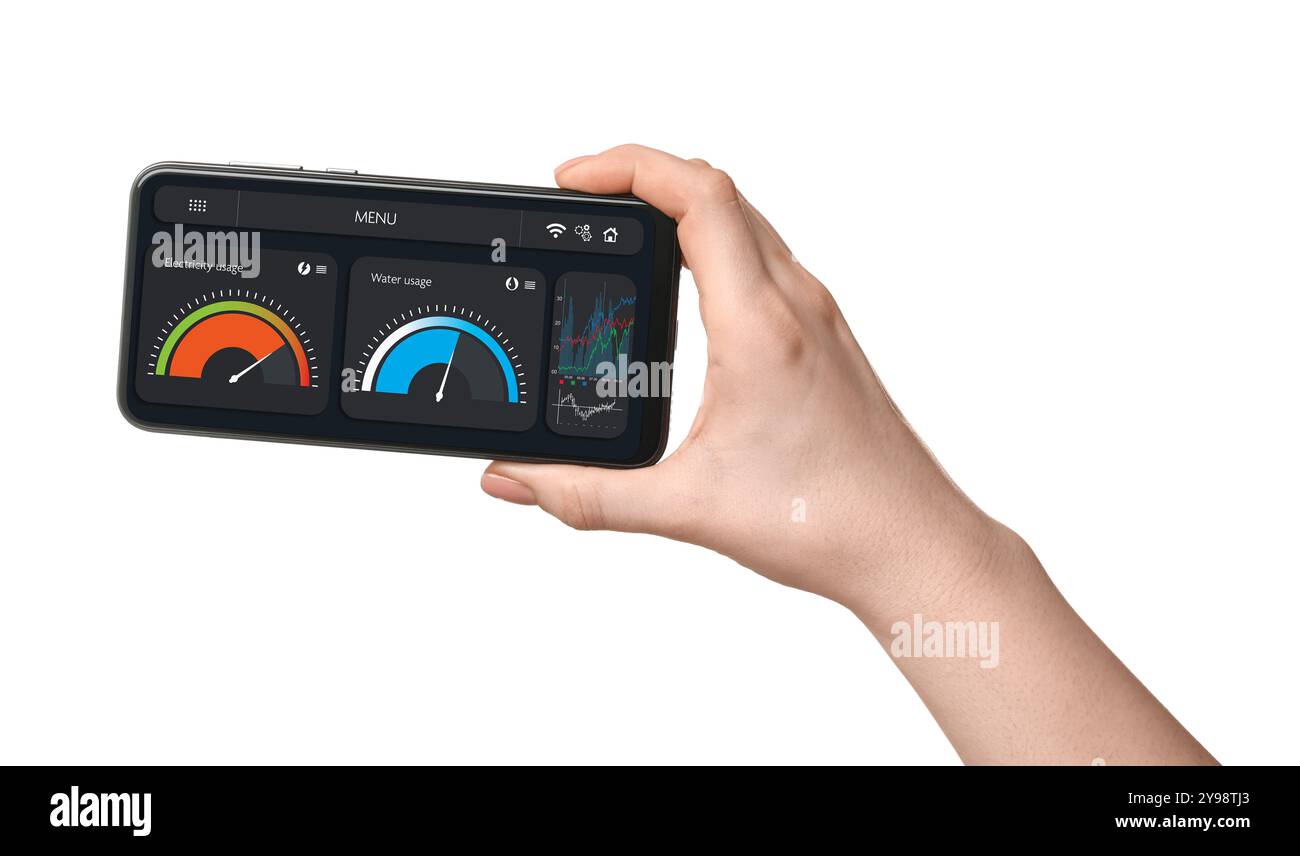 Electricity meter woman Cut Out Stock Images & Pictures - Alamy