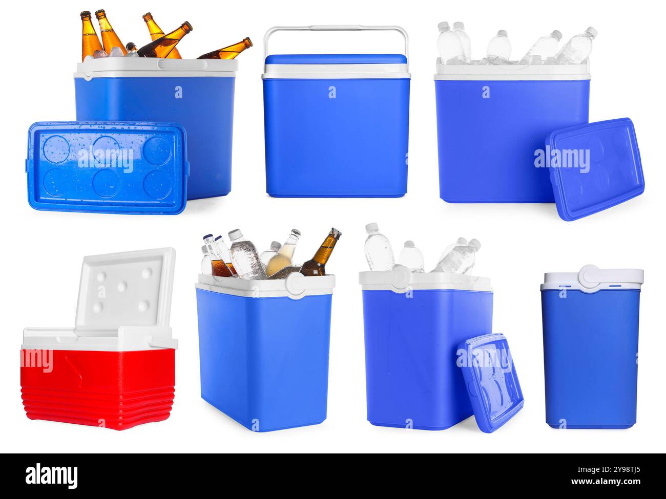 Different cool boxes isolated on white, set Stock Photo - Alamy