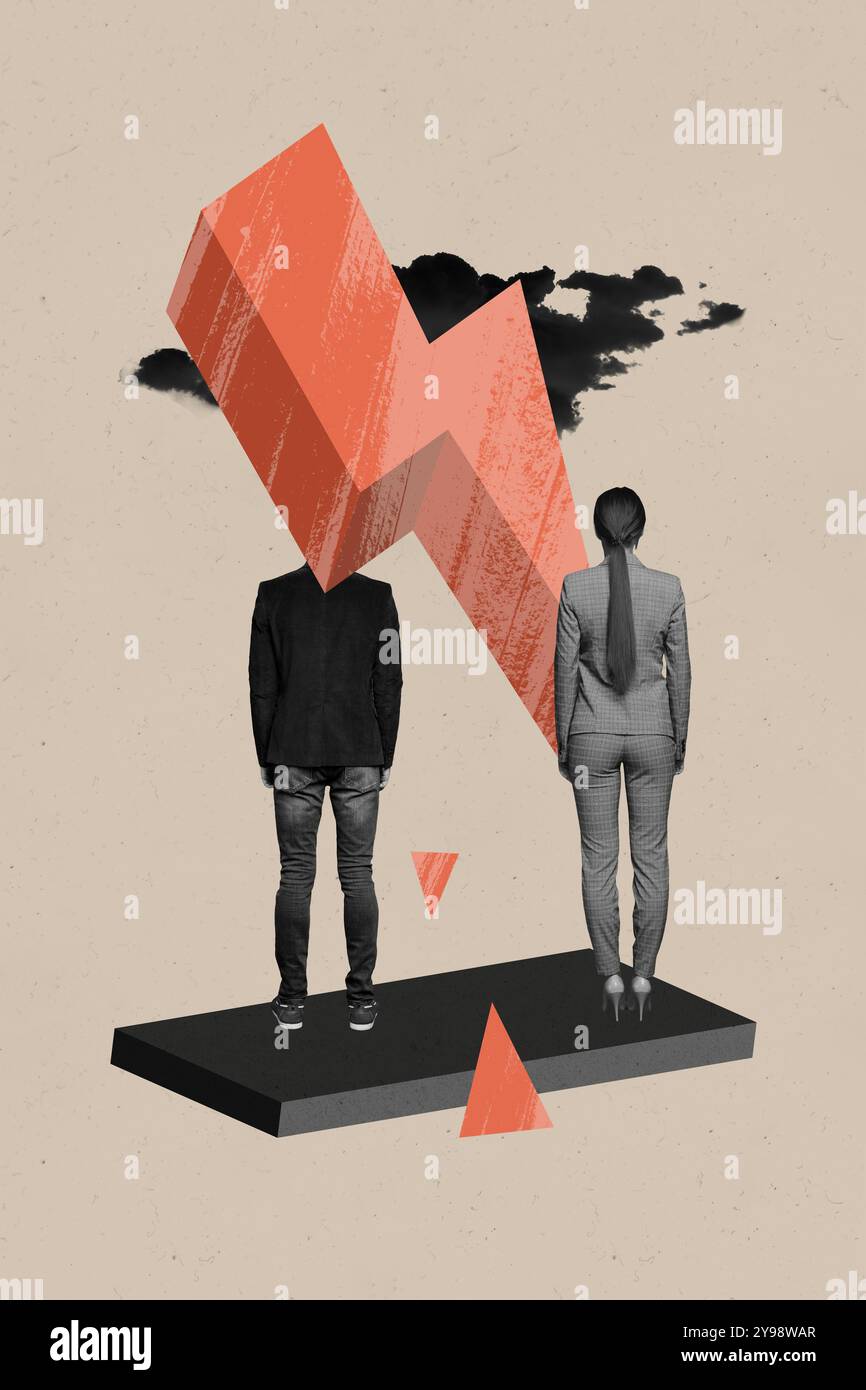 Vertical poster collage young headless businesspeople manager agent ...