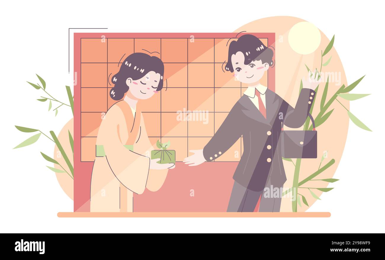 Daily routine of an asian woman. Japanese housewife in traditional ...