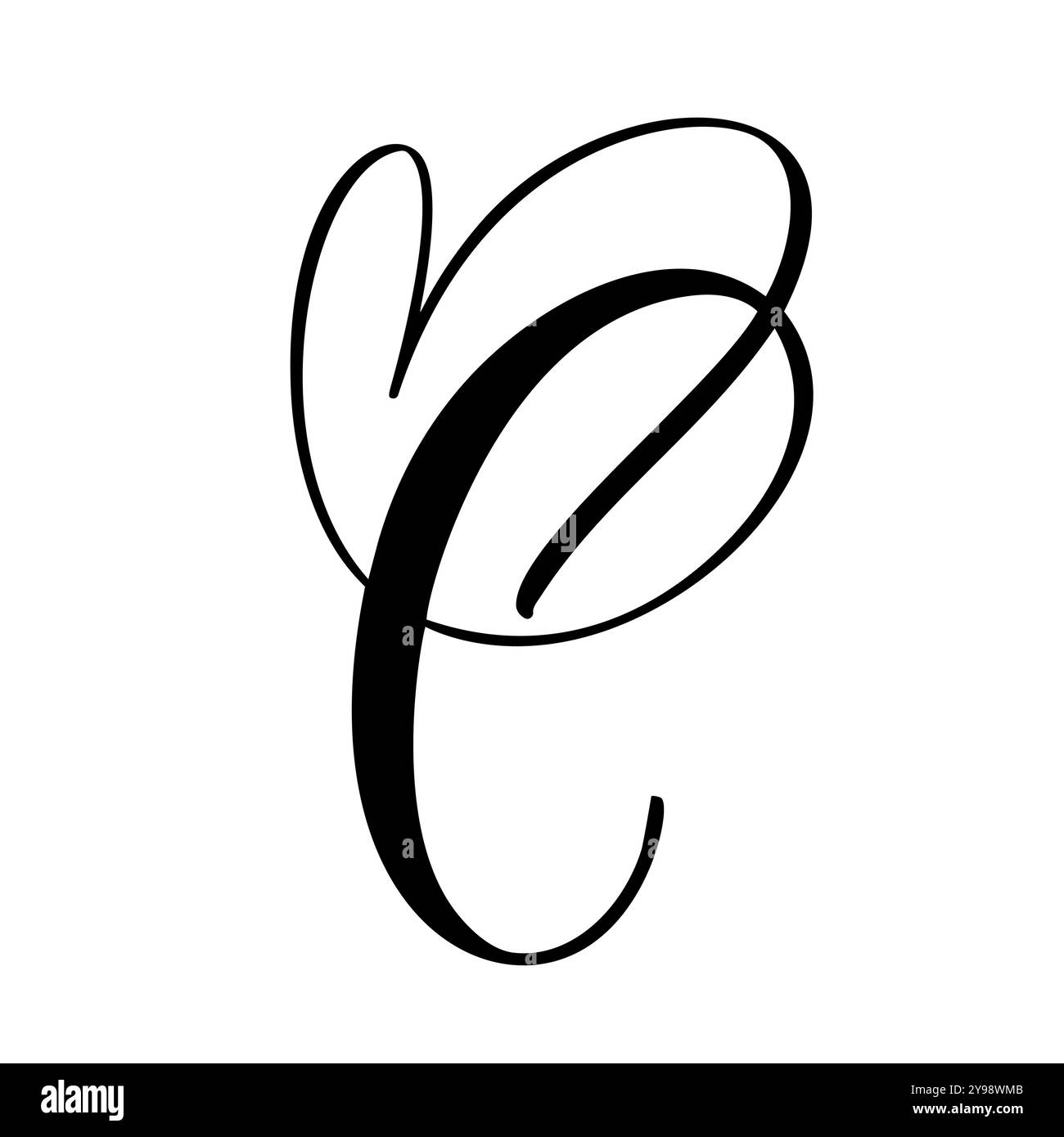 Hand drawn vector calligraphy love letter C. Vintage heart monogram ...