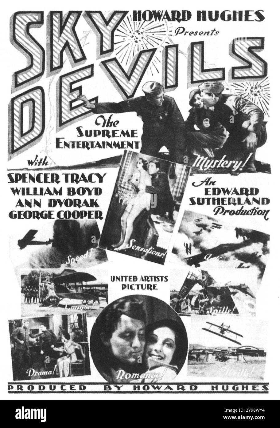 1932 Sky Devils, aka Ground Hogs film poster -Produced by Howard Hughes - aviation comedy ...