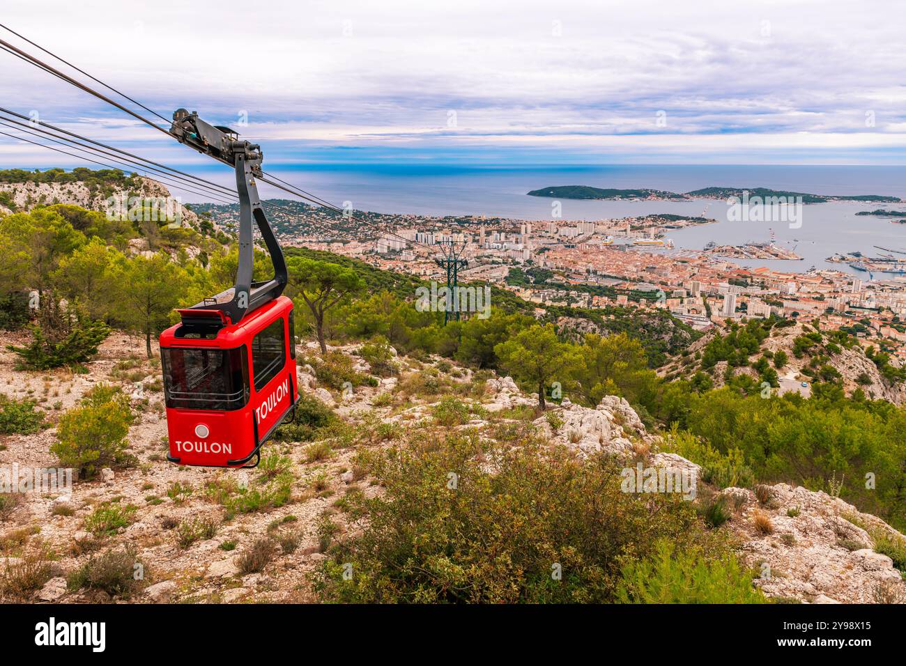 The Mont Faron cable car in Toulon, Var, Provence Alpes Côte d'Azur ...