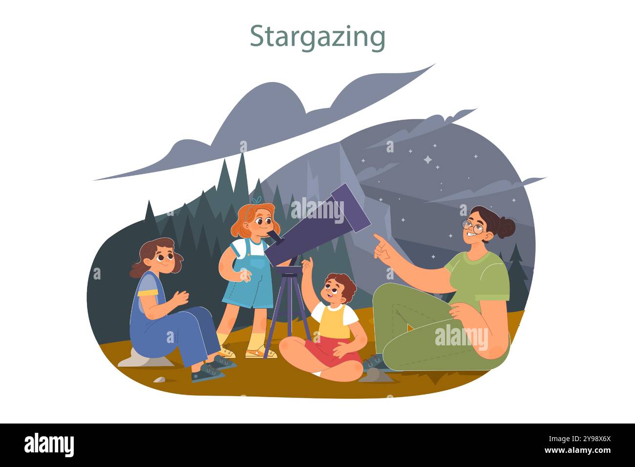 Summer camp. Happy kids enjoying holidays together in the rural area ...