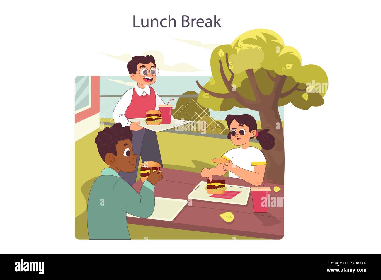 Black girl eat lunch school Stock Vector Images - Alamy