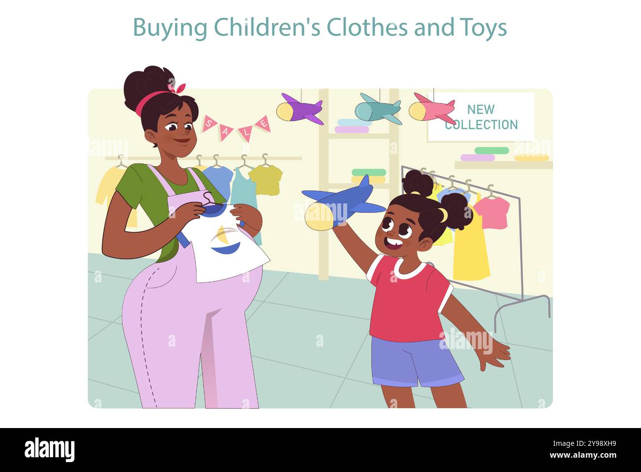 Happy pregnant mother daughter play Stock Vector Images - Alamy