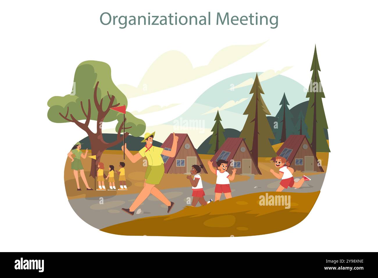 Summer camp. Happy kids enjoying holidays together in the rural area ...