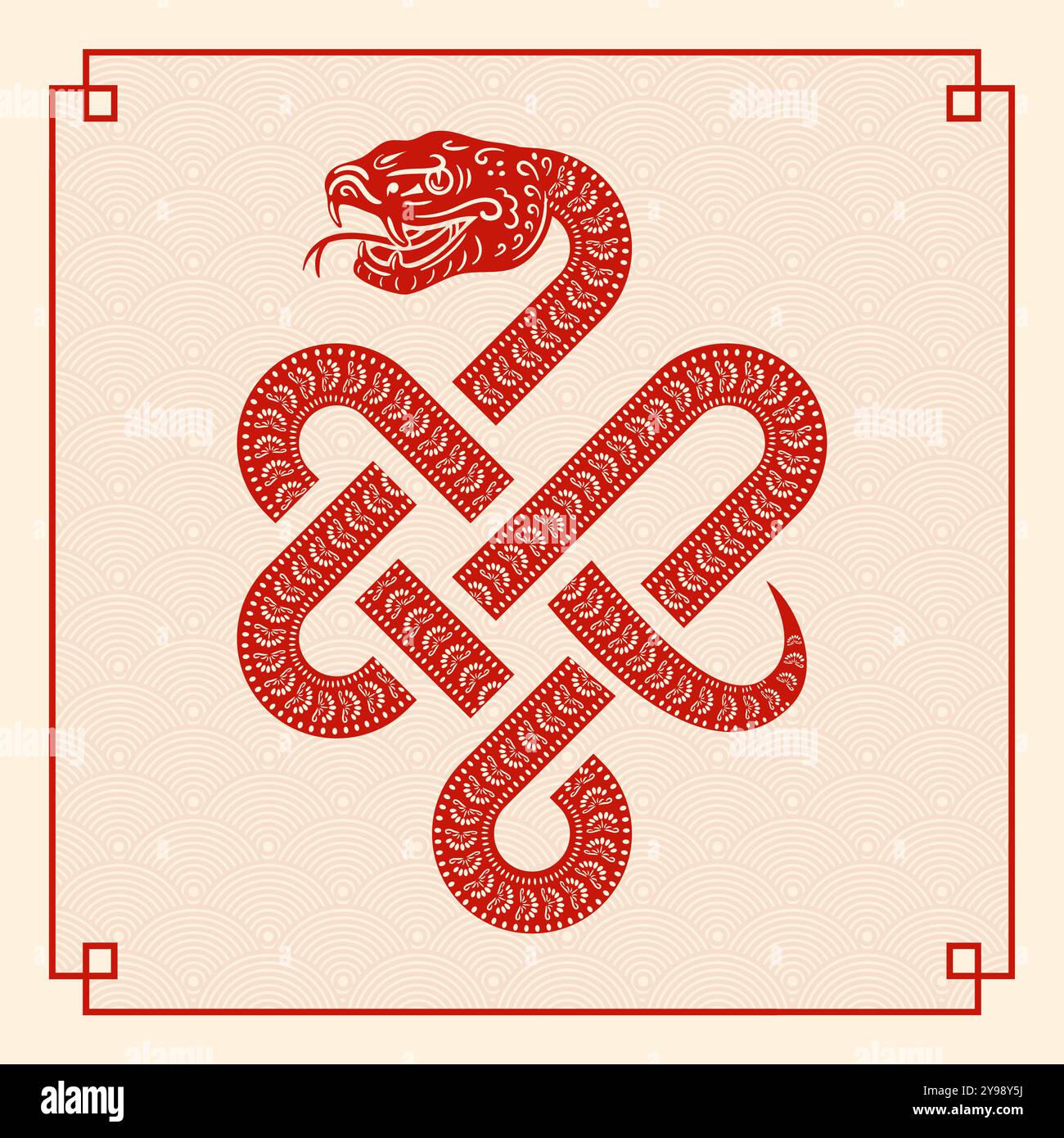 Chinese New Year of the Year of the Wood Snake. Asian style. A striking ...