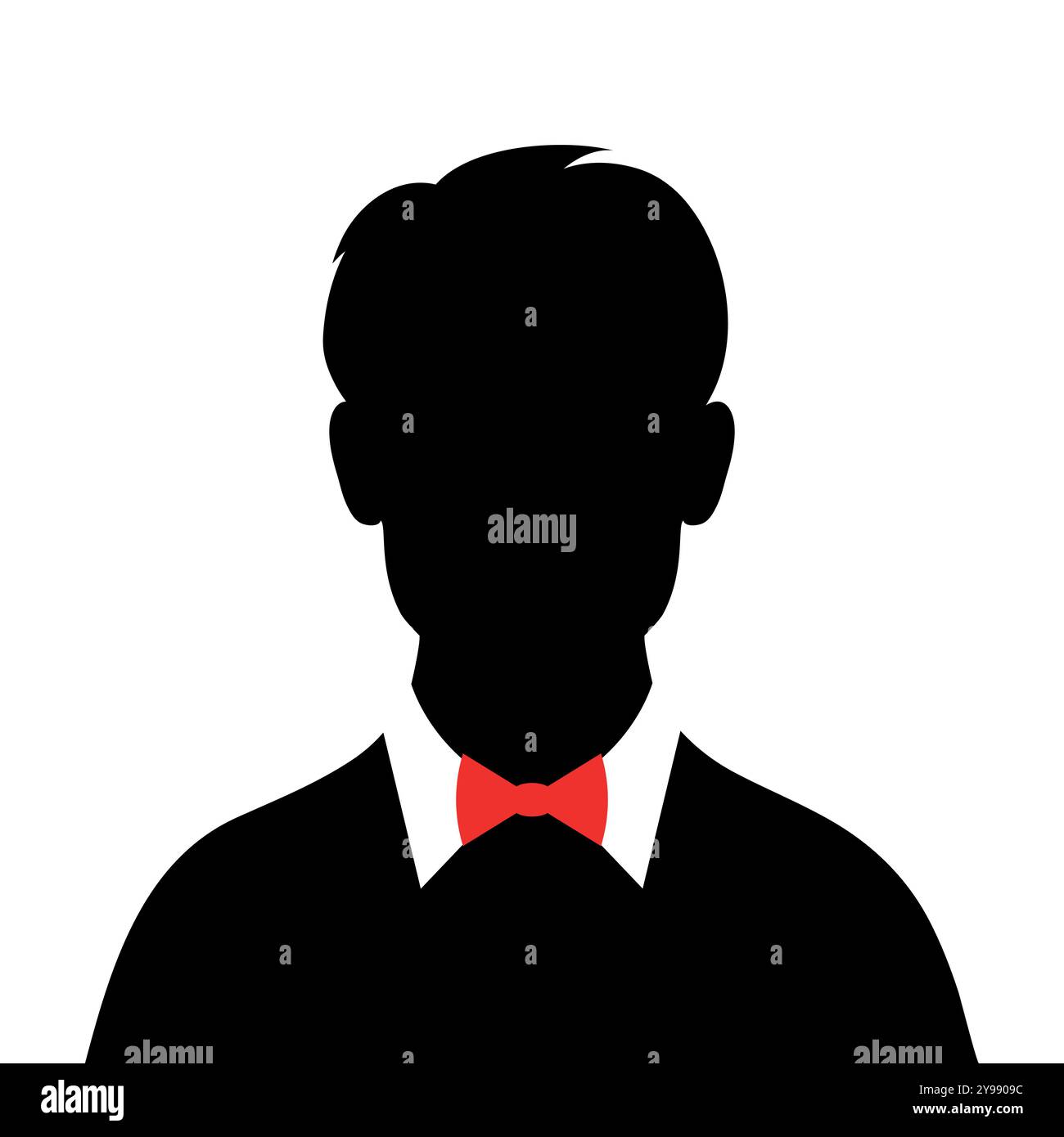 Abstract man silhouette in red bow tie. Dark male silhouette avatar emblem. Vector illustration ...