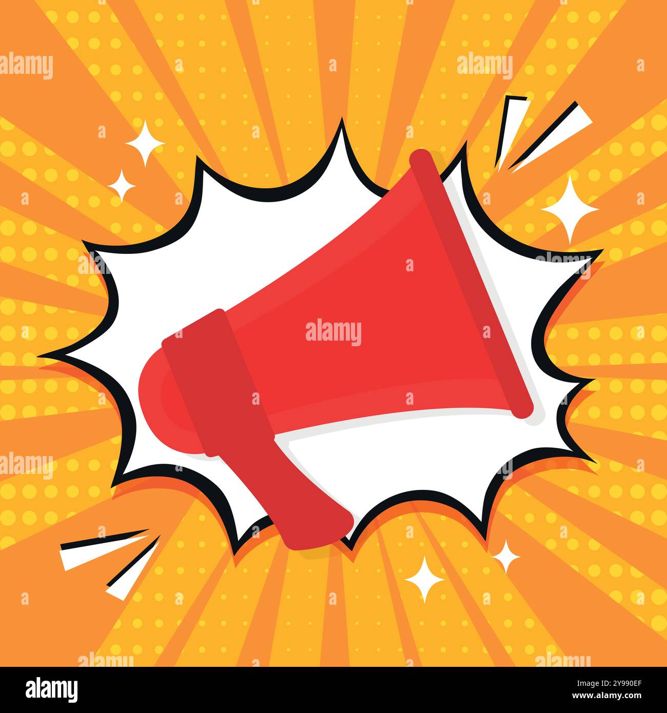 Cinema movie background in pop art style. Loudspeaker in comic speech ...