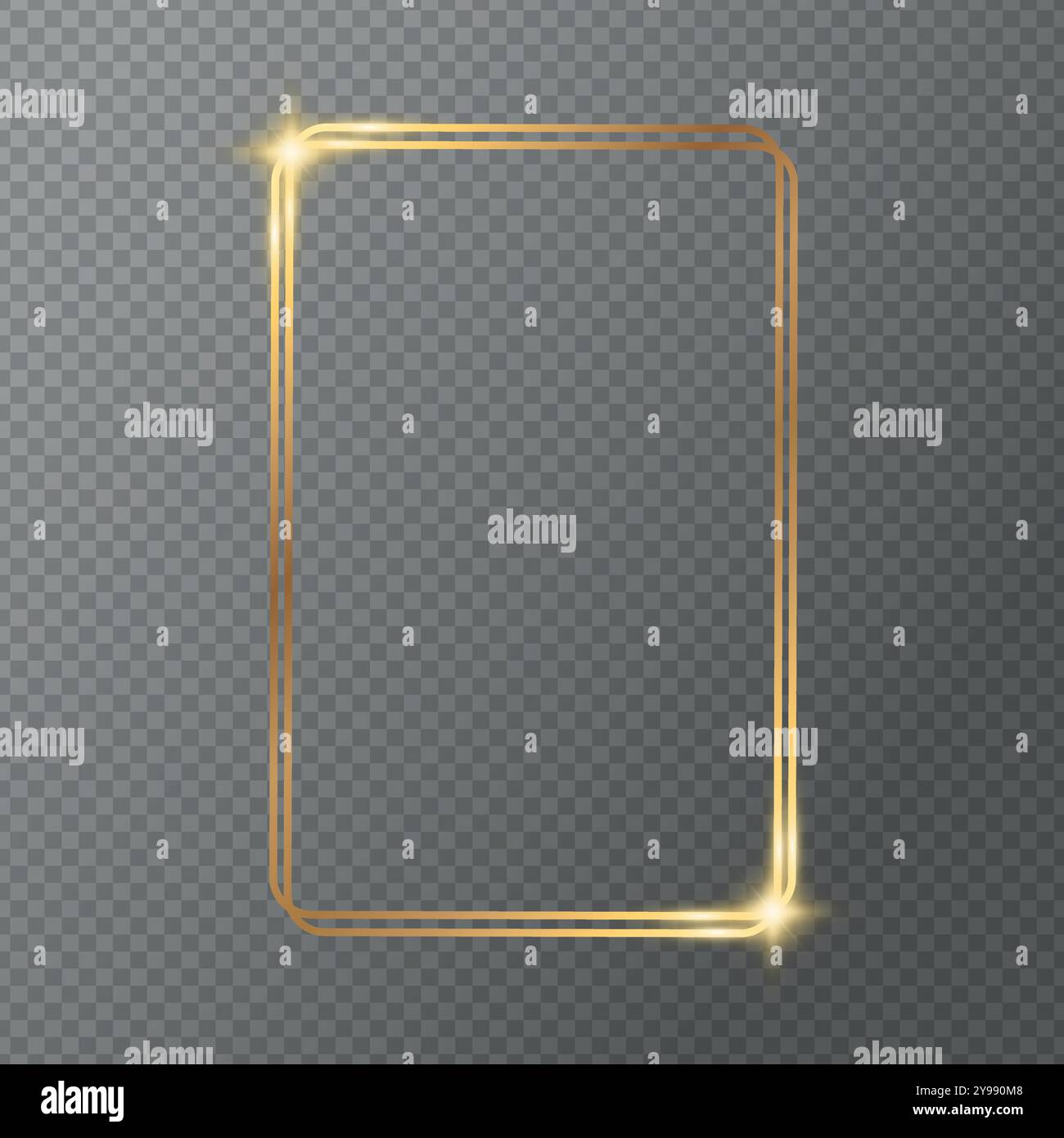 Shiny golden frame on gray transparent background. Luxury golden border in art deco style ...